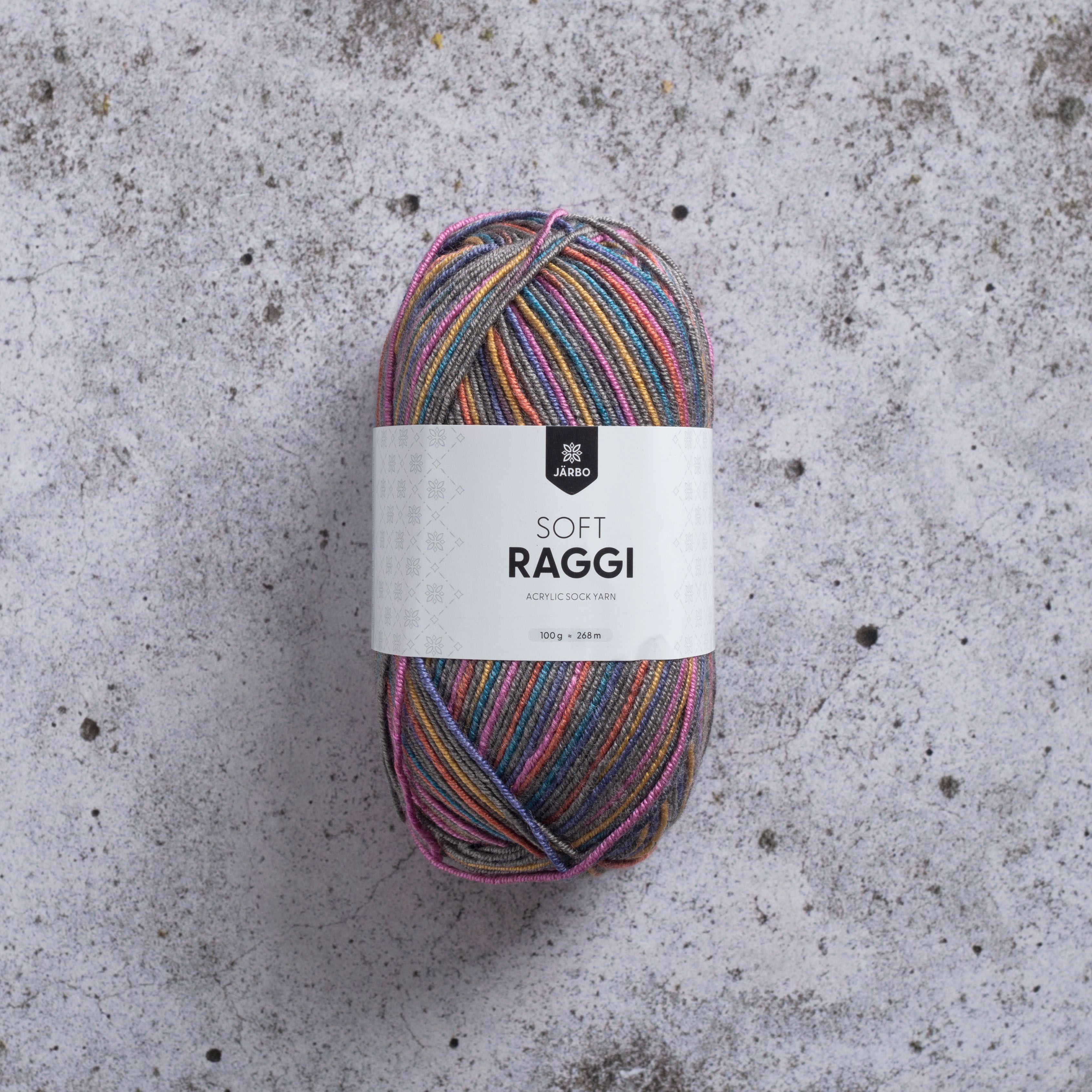 Soft Raggi Garn Akrylmix 100 g Järbo (Cerise Yellow Blue Print) | Adlibris